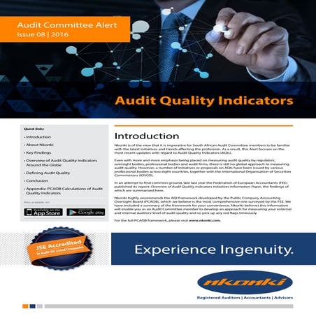 160503 AUDIT QUALITY INDICATORS ­ Audit Committee Alert 082016 | PDF ...