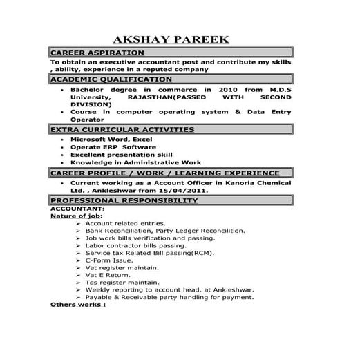 Resume (Aanchal) | DOC