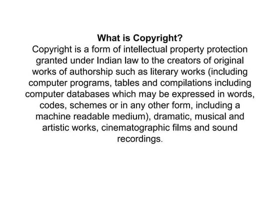 Copyright (presentation) | PDF | Law