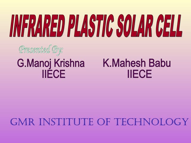 plastic solaar cell | PPTX | Physics | Science