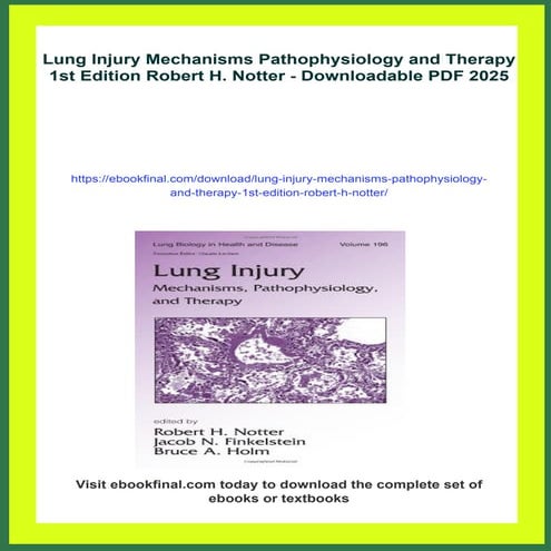 Lung Injury Mechanisms Pathophysiology and Therapy 1st Edition Robert H ...