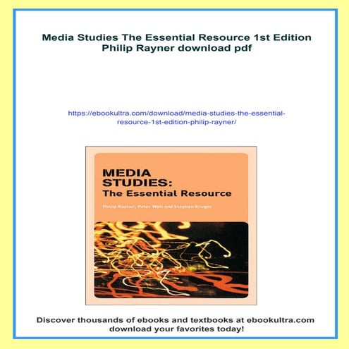 Media Studies The Essential Resource 1st Edition Philip Rayner | PDF
