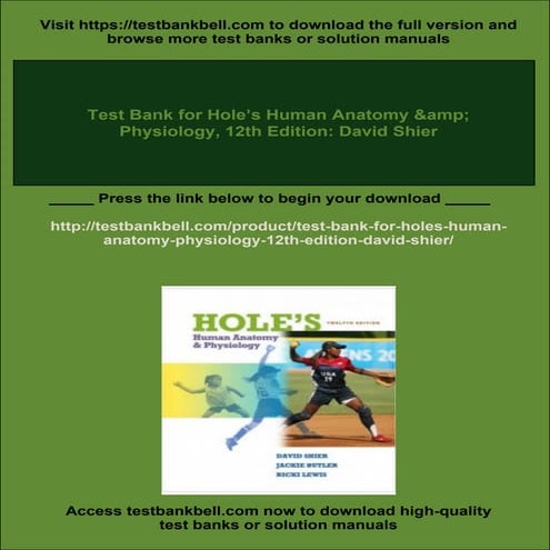 Test Bank for Hole’s Human Anatomy & Physiology, 12th Edition: David ...