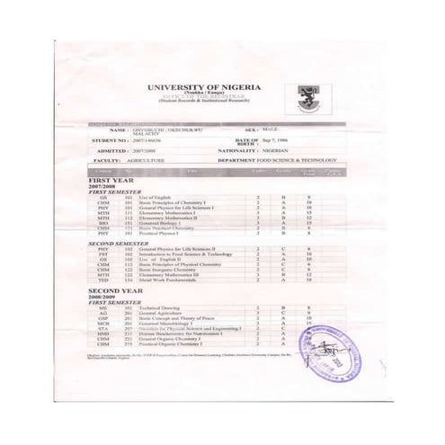 Onyebuchi's official transcript | DOCX