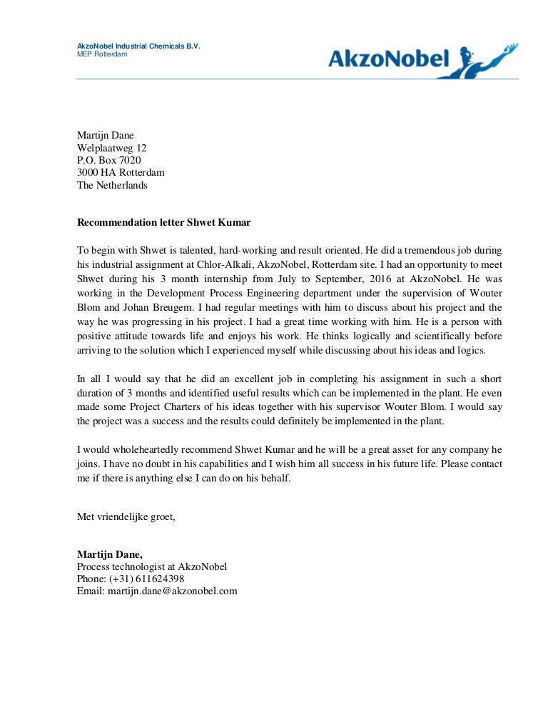 Proper Letter Of Recommendation Format