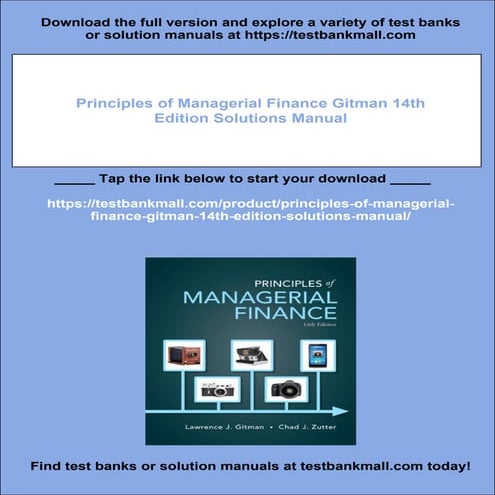Principles of Managerial Finance Gitman 14th Edition Solutions Manual | PDF