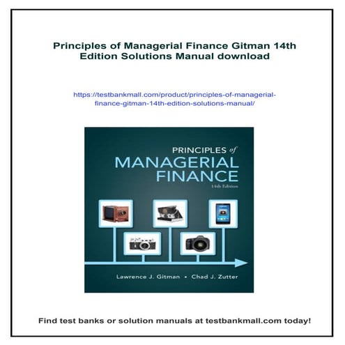 Principles of Managerial Finance Gitman 14th Edition Solutions Manual | PDF