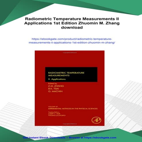 Radiometric Temperature Measurements II Applications 1st Edition Zhuomin M. Zhang | PDF