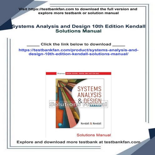 Systems Analysis and Design 10th Edition Kendall Solutions Manual | PDF