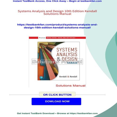 Systems Analysis and Design 10th Edition Kendall Solutions Manual | PDF