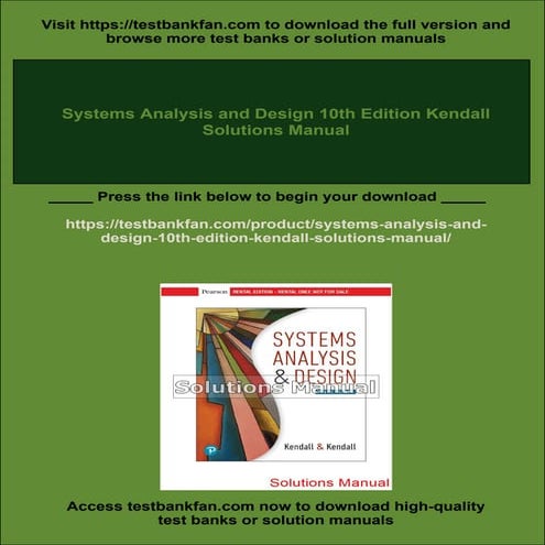 Systems Analysis and Design 10th Edition Kendall Solutions Manual | PDF