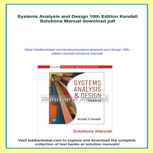 Systems Analysis and Design 10th Edition Kendall Solutions Manual | PDF