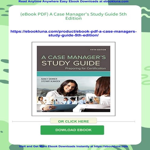 (eBook PDF) A Case Manager's Study Guide 5th Edition | PDF
