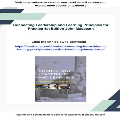 Connecting Leadership and Learning Principles for Practice 1st Edition ...