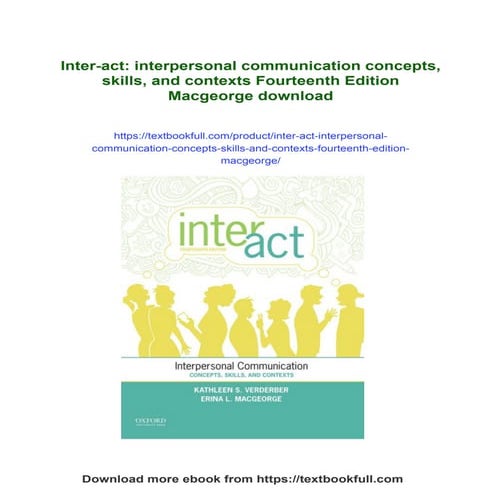 Inter-act: interpersonal communication concepts, skills, and contexts ...