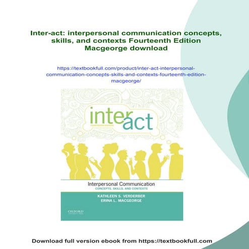 Inter-act: interpersonal communication concepts, skills, and contexts ...