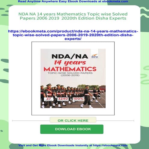 NDA NA 14 years Mathematics Topic wise Solved Papers 2006 2019 2020th ...