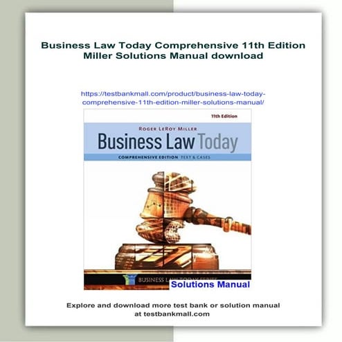 Business Law Today Comprehensive 11th Edition Miller Solutions Manual | PDF