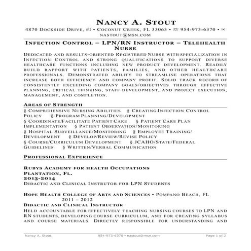 Nancy Stout Resume | PDF