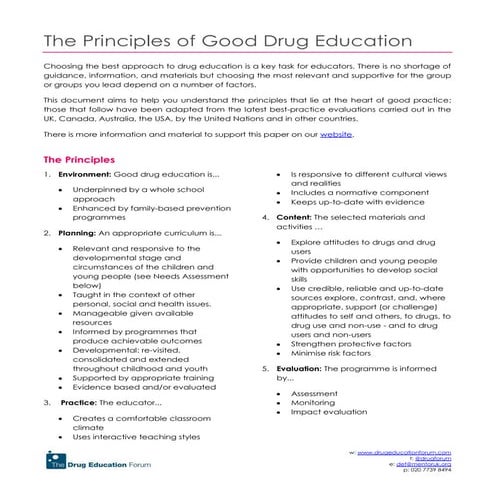 Principles of Good Drug Education | PDF | Educational Assessment ...