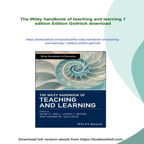 The Wiley handbook of teaching and learning 1 edition Edition Gollnick ...