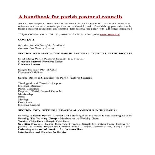 A handbook for parish pastoral councils | DOCX