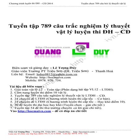 789 cau hoi ly thuyet | PDF