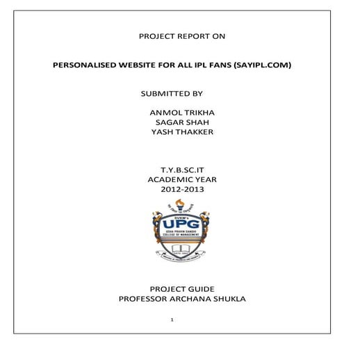 PROJECT REPORT1 | PDF