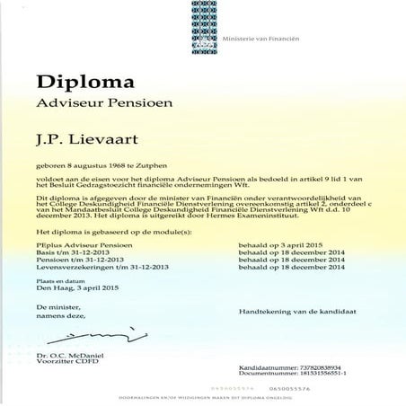 JPL Diploma Wft Pensioen 2015 | PDF