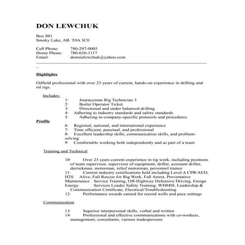 Don Lewchuk Resume | RTF