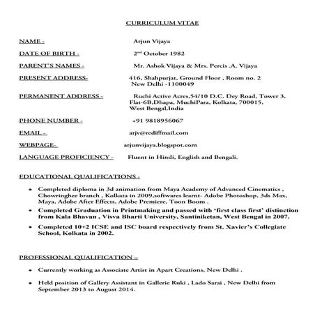 Arjun Cv uptodate | DOCX