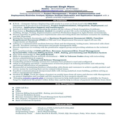 Gurpreet_Resume_BillRAFM | DOC | Computing | Technology & Computing