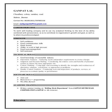 jeet resume for fresher mech. | DOCX