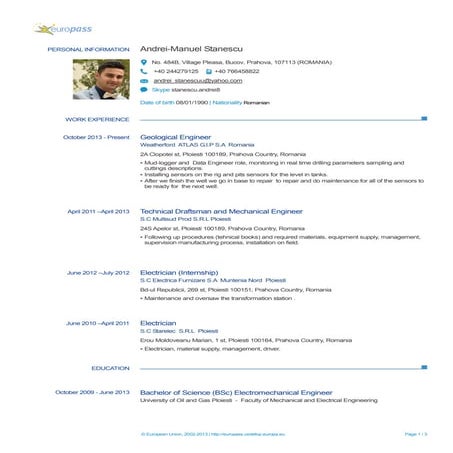 Resume Stanescu Andrei-Manuel | PDF