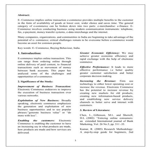 Project Report on Study of Online Consumer Buying Behavious | PDF