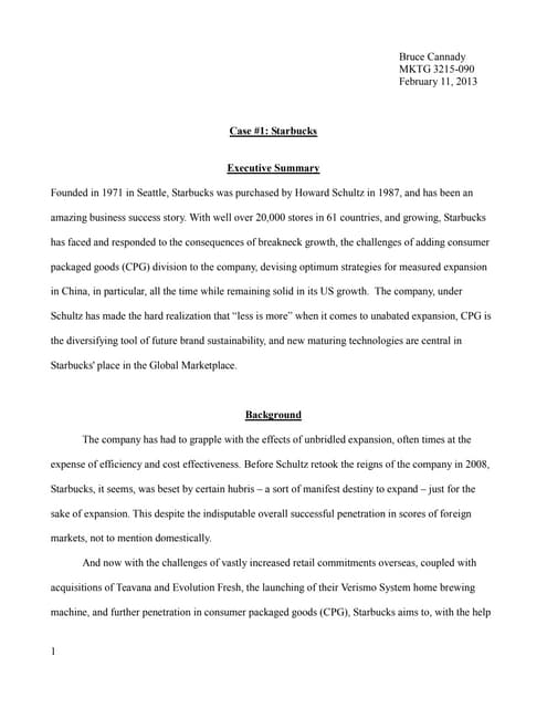 STARBUCKS COMPANY CASE | PDF