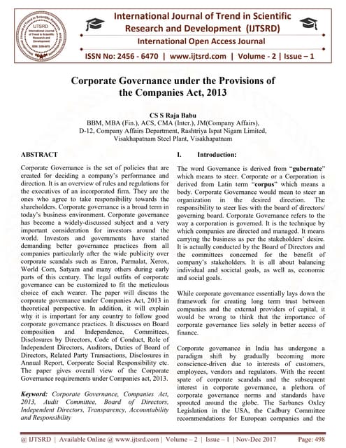 OECD Principles Of Corporate Governance in India | PPTX