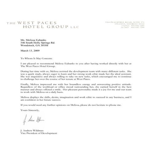 Melissa Letter of Rec | PDF