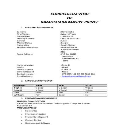 CURRICULUMVITAE.docx | IT and Internet Support | Internet