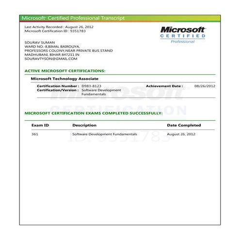 MS_Learning_Transcript | PDF