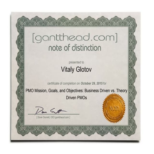 Certificate PMO mission | PDF