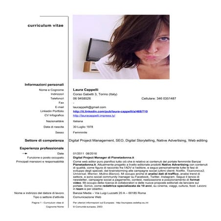 Laura Cappelli CV | ODT | Careers
