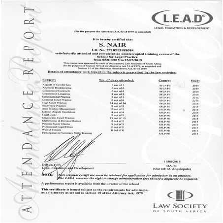 LAW SCHOOL ATTENDANCE REPORT | PDF