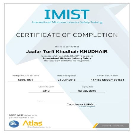 IMIST Certificate | PDF