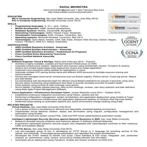 Rahul Mehrotra Resume No-Num | PDF | Cloud Computing | Internet