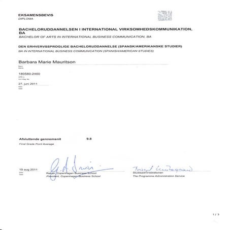 Eksamensbevis_CBS | PDF