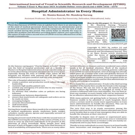 Hospital Administrator in Every Home | PDF