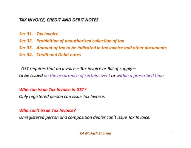 Tax invoice , credit ntote and debit note | PPTX