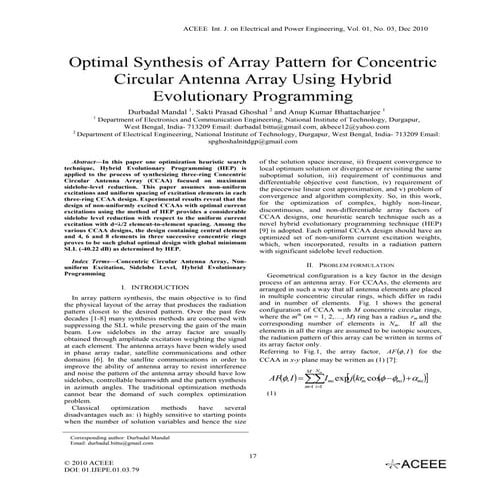 Optimal Synthesis Of Array Pattern For Concentric Circular Antenna Array Using Hybrid 2350