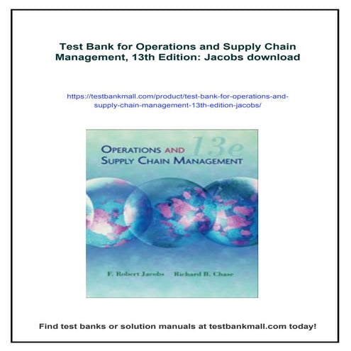 Test Bank for Operations and Supply Chain Management, 13th Edition ...
